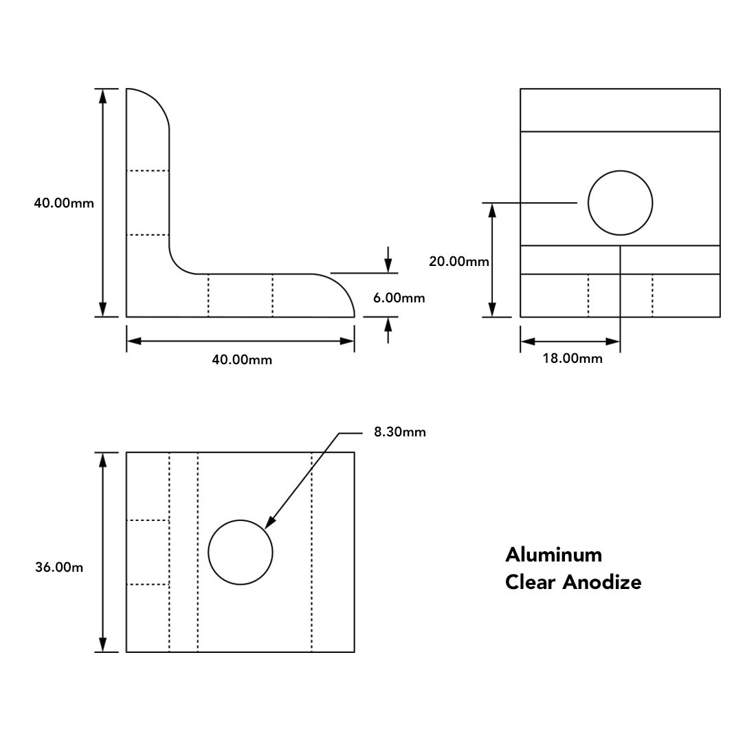 Buy 40‑Series 2‑Hole Aluminum Inside Corner Bracket | Modular 1