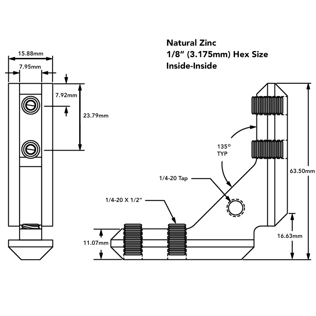 Buy Zinc 90 degree Inside Corner Connector | Modular1