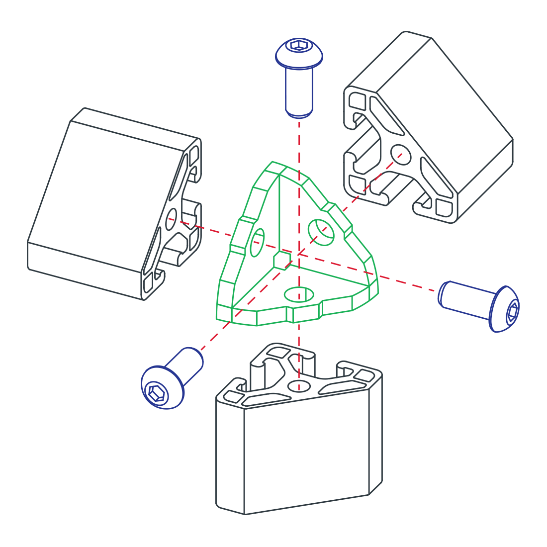 Buy 40-Series 3-Way Triangular Zinc Corner Bracket | Modular 1