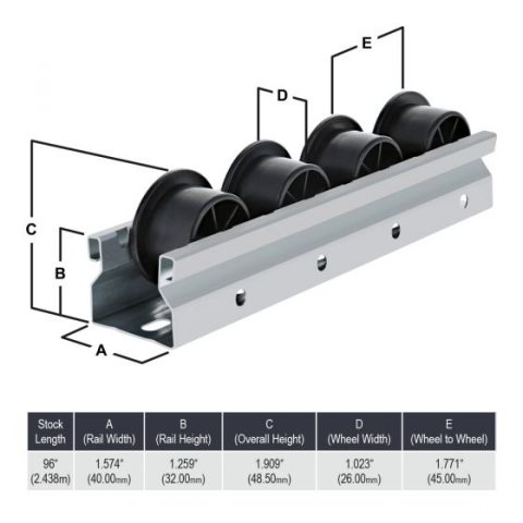 Steel Roller Track Narrow with Flange - Modular1